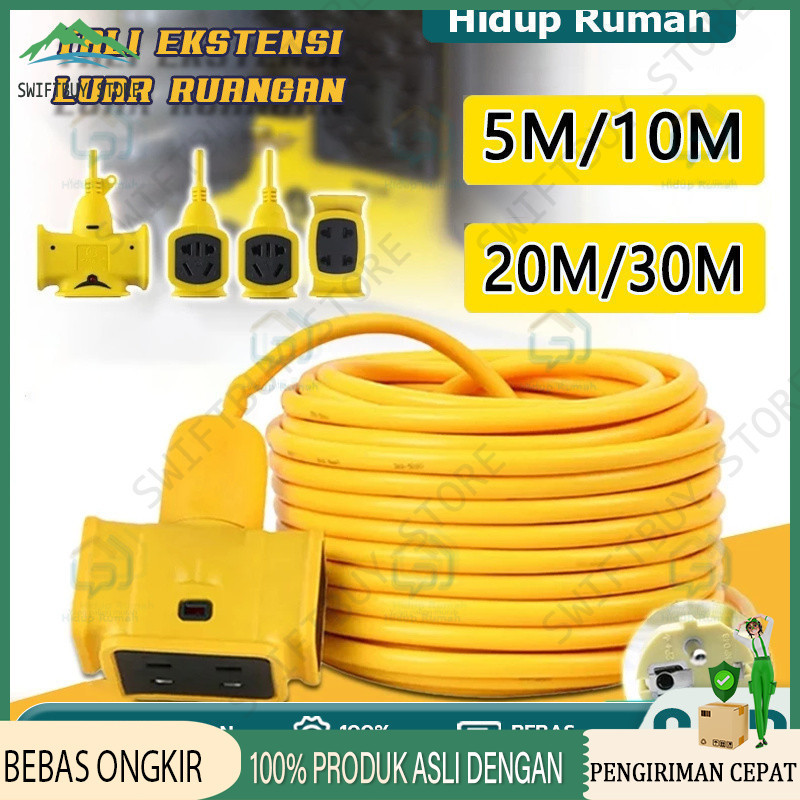 Jual 10M/20M/30M Soket Kabel Extension Cord Extra-long Plug-in Strip ...