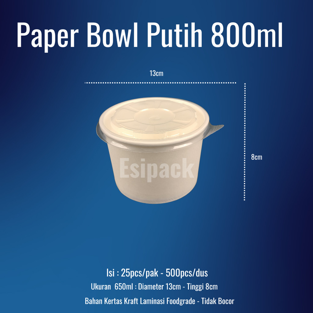 Jual Paper Rice Bowl Putih 800ml - Mangkok Kertas 500pcs | Shopee Indonesia
