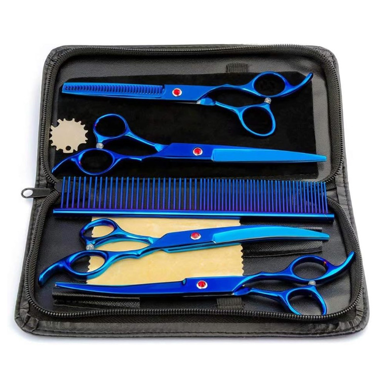Jual Besmal Set Gunting Grooming Perawatan Bulu Anjing 7 Inch 7 in 1 ...
