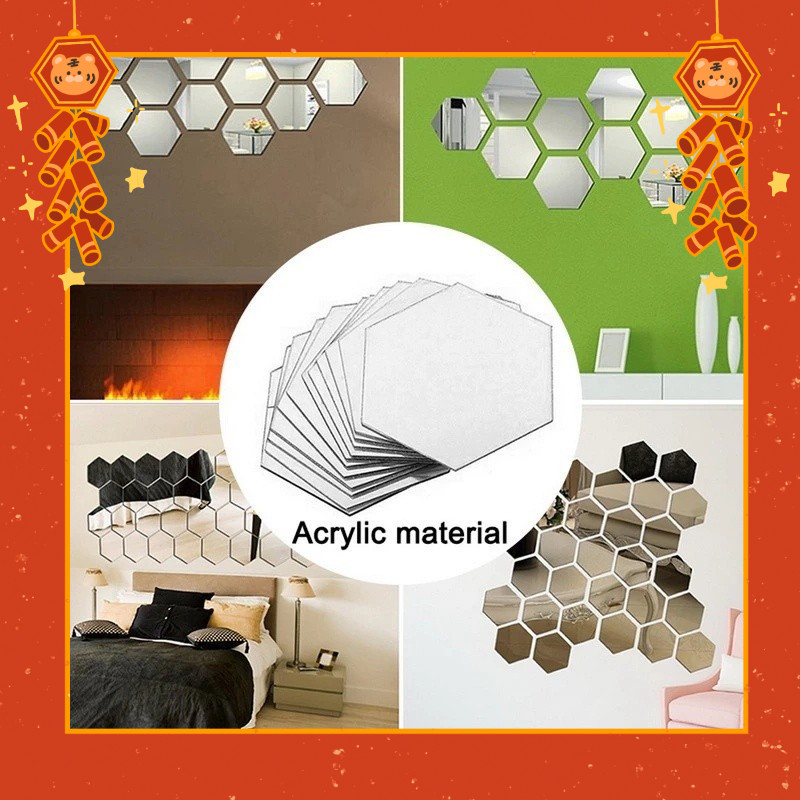 Jual Hexagonal Cermin Tempel Kaca Sticker Segi Enam Hexagon Mirror ...