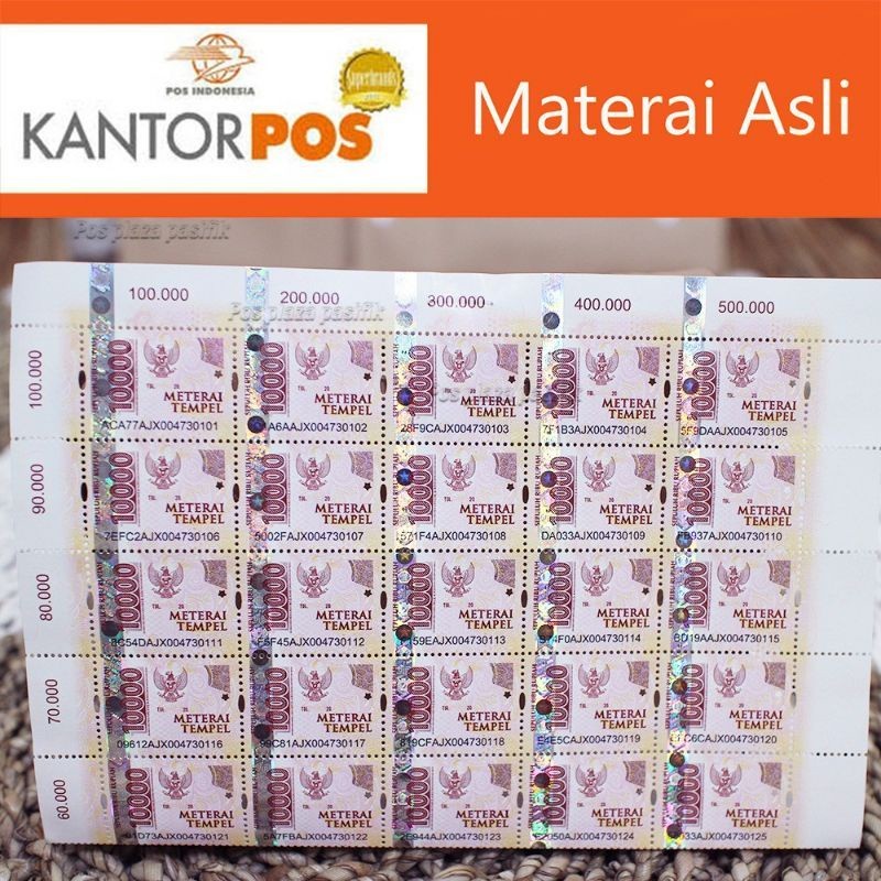 Jual Materai Perangko Kantor Pos 10000 pcs ( PER 30 PCS/KEPING) RESMI ...
