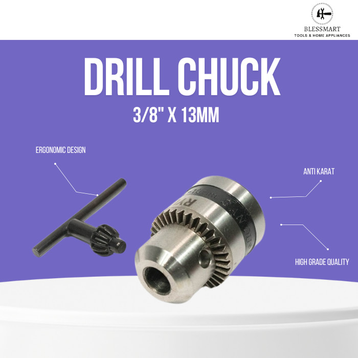 Jual RYU Kepala Mesin Bor / Chuck Drill 3/8 Inch, ukuran 13 mm - 13 mm ...