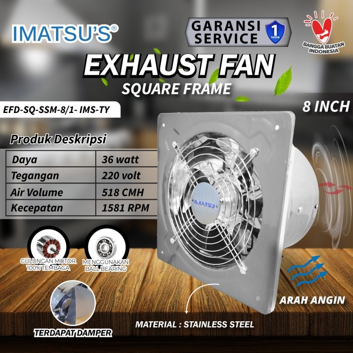 Jual Exhaust Fan Stainless Steel 8" Inch Wall Air Duct Booster Fan ...