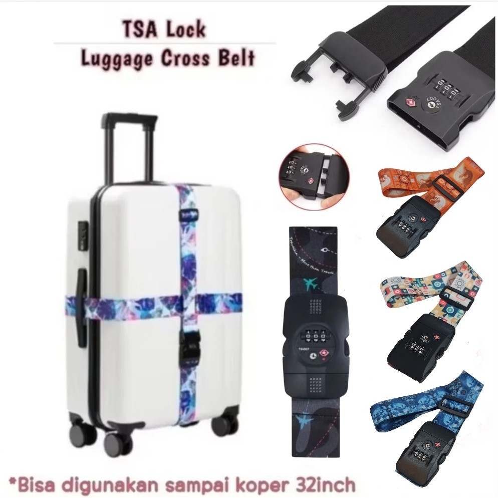 Jual TSA Lock X Cross Travel Luggage Belt Strap Tali Koper Silang 4 ...