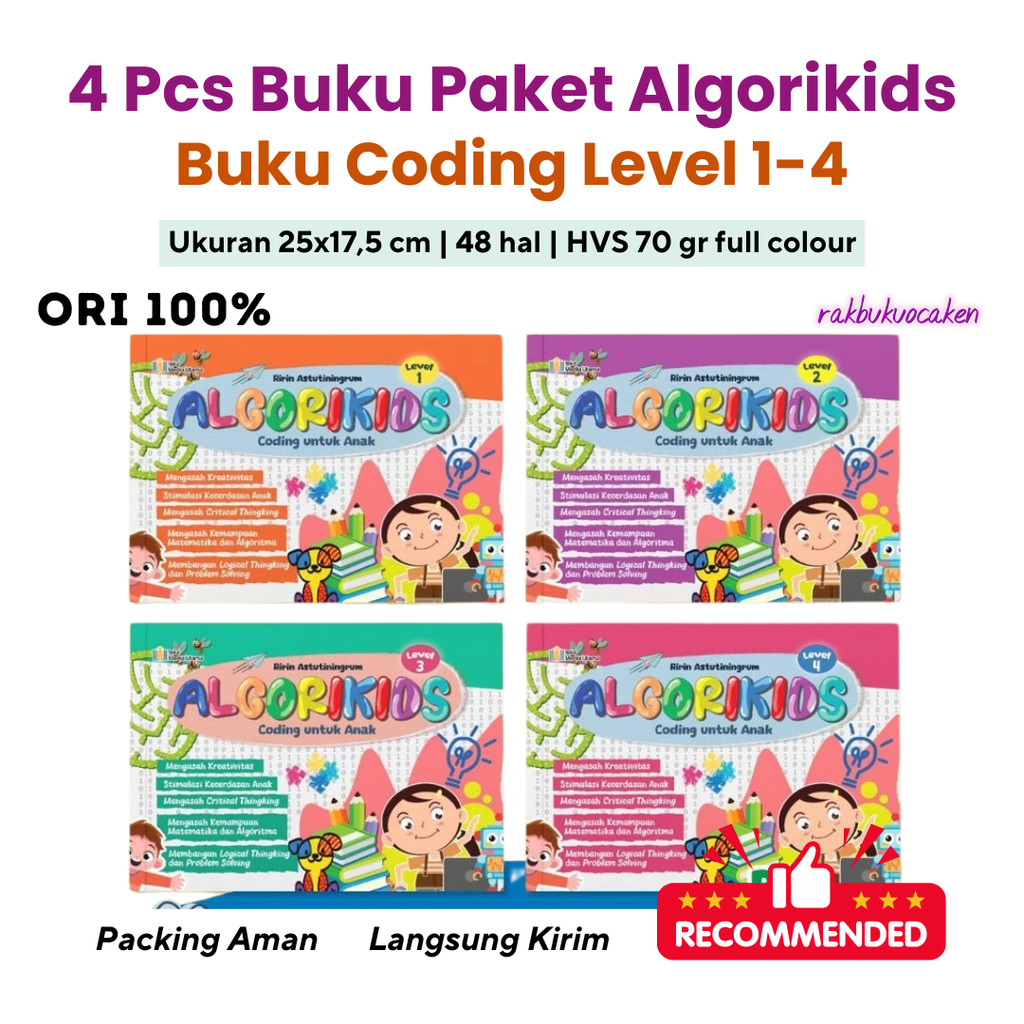 Jual (1 set= 4 buku) buku anak coding Algorikids Coding | Buku ...