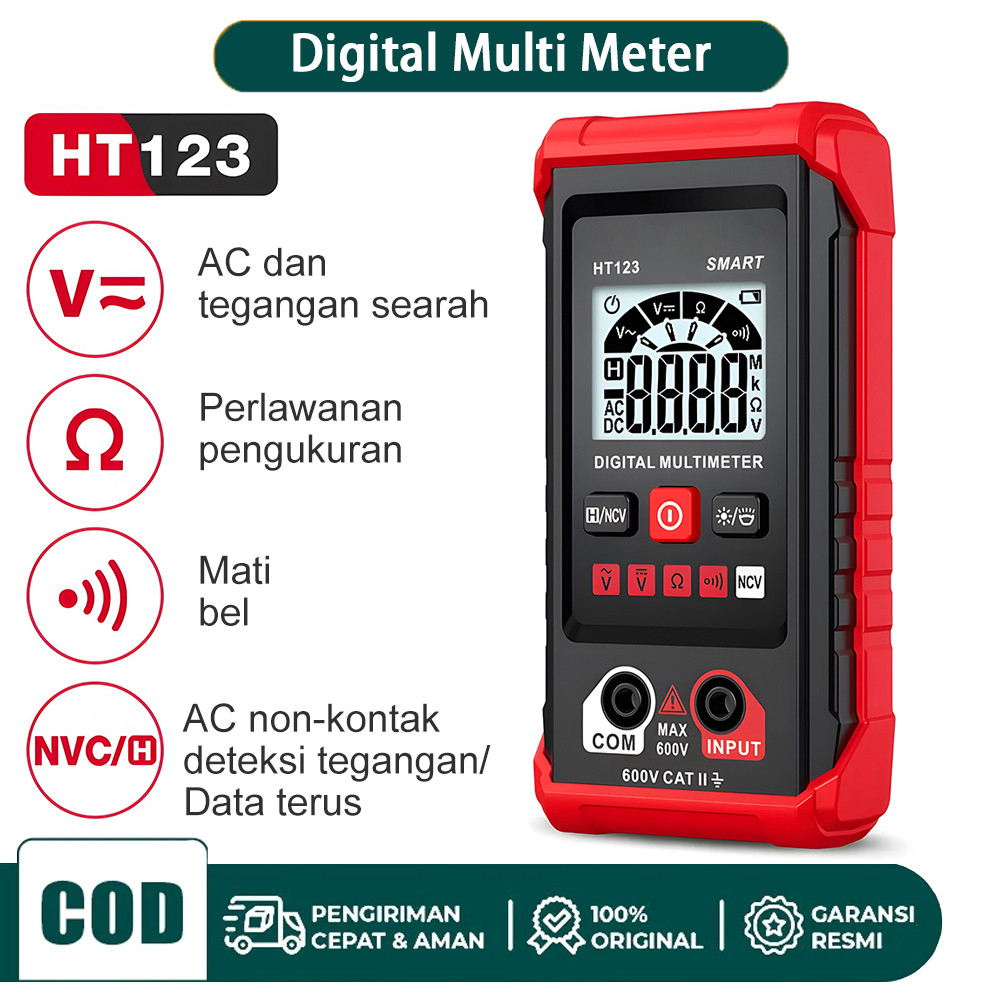 Jual Digital Multi Meter HT123 600V AC/DC 4000 Counts MULTI TESTER ...