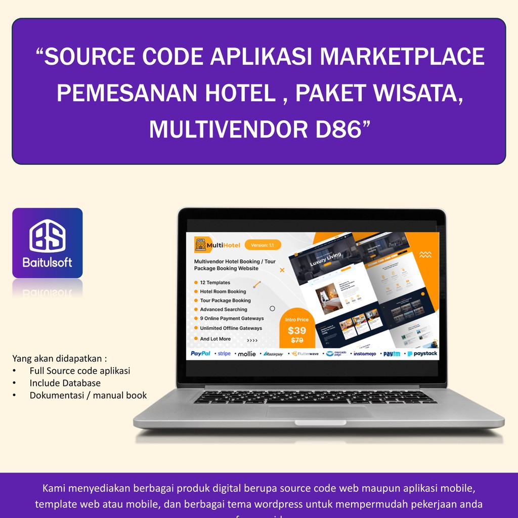 Jual SOURCE CODE APLIKASI MARKETPLACE PEMESANAN HOTEL , PAKET WISATA, MULTIVENDOR D86 | Shopee ...