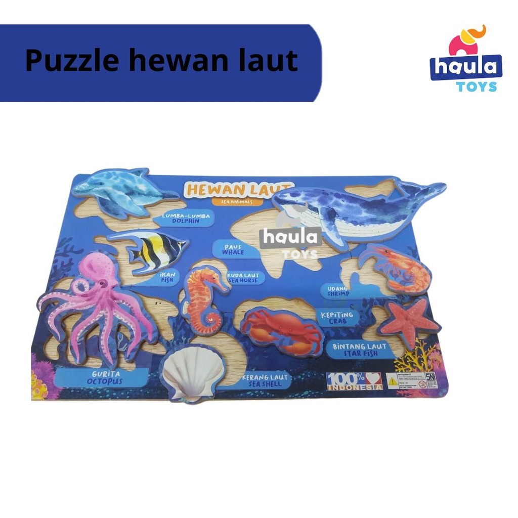 Jual HAULA TOYS || Puzzle Gambar Hewan, Puzzle Gambar Hewan Laut, Binatang laut, puzzle hewan ...