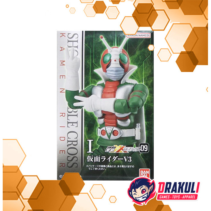 Jual Toys BANDAI Shodo XX Double Cross Kamen Rider 09 - Kamen Rider V3 | Shopee Indonesia