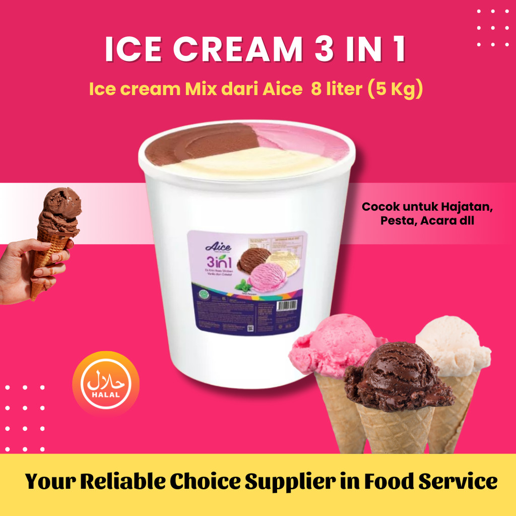 Jual Jual Es krim Kiloan di Medan, Ice cream dari Aice isi 8 liter (5 ...