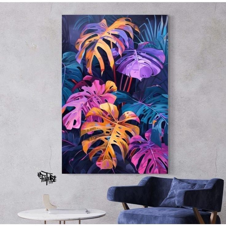 Jual Hiasan Dinding Aesthetic Lukisan Abstrak Modern Monstera Colorful ...