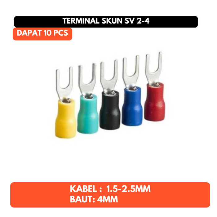 Jual Skun Garpu Y SV2-4 SV 2-4 Konektor Terminal Kabel Listrik Baut 4mm 10 pcs | Shopee Indonesia