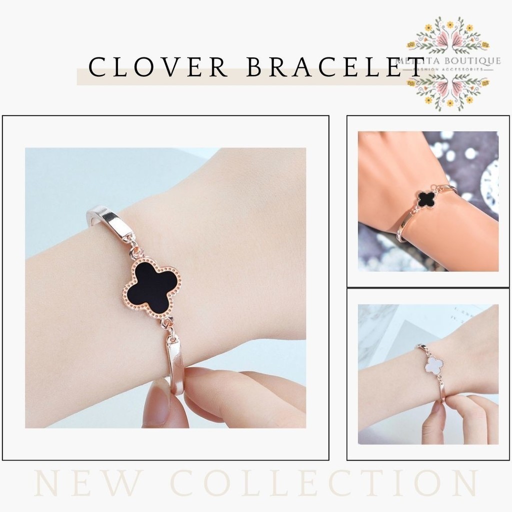 Jual Gelang Titanium Bunga Clover Elegan Anti Karat Adjustable | Shopee ...