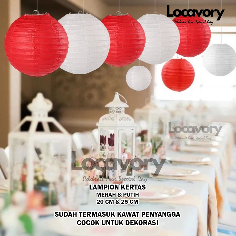 Jual LC Lampion Kertas Merah Putih / Lampion Gantung Merah Putih ...