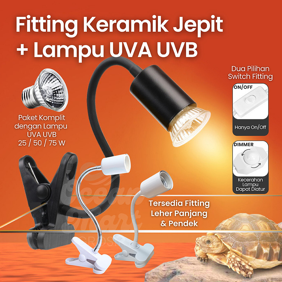 Jual PAKET FITTING DAN LAMPU UVA UVB JEPIT DIMMER ON OFF REPTILE FITING ...