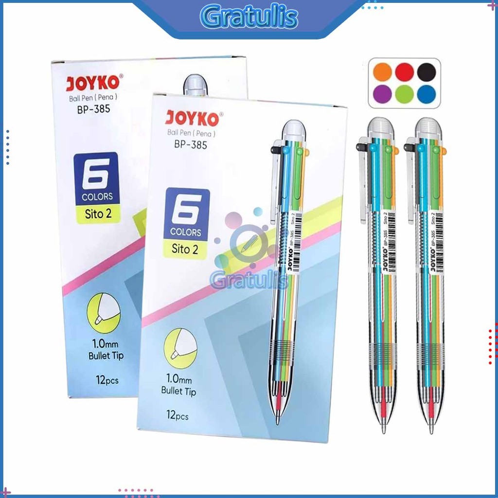 Jual PULPEN JOYKO SITO 2 BP-385 [6 WARNA/12 PCS] / BALLPOINT 1 PACK ...