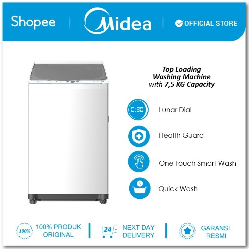 Jual Midea Mesin Cuci Top Loading 1 Tabung 7 KG Hemat Air Anti Karat Kusut Otomatis Garansi ...