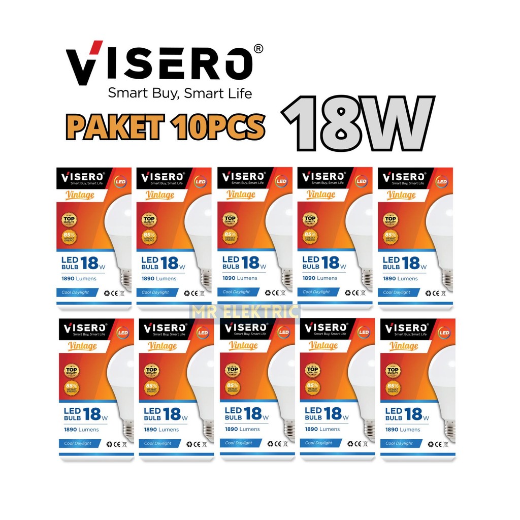 Jual Lampu LED Visero Vintage 5W 7W 9W 12W 15W 18W 21W Bohlam Cahaya Putih Bulb Bergaransi E27 ...