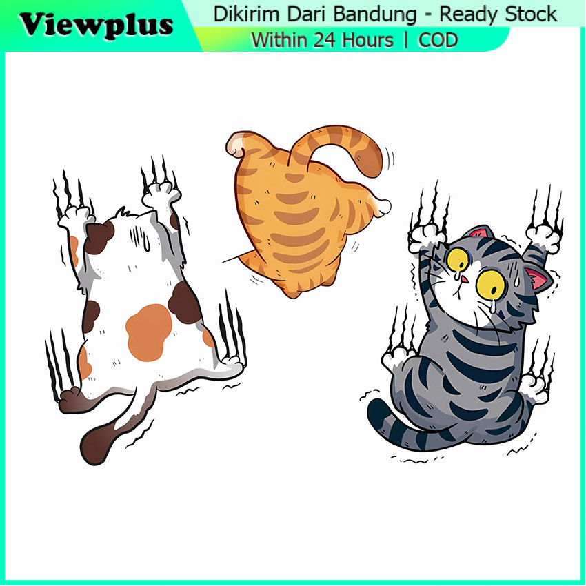 Jual 3Pcs Cutting Sticker Mobil Kucing Jatuh Stiker Bumper Mobil Keren ...