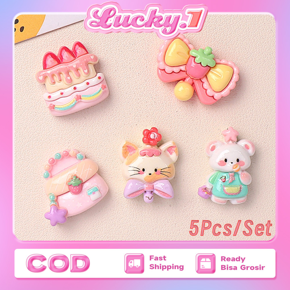 Jual 5Pcs/Set Resin Clay Stiker 3D DIY Lucu Cartoon Cat DIY Deco Botol ...