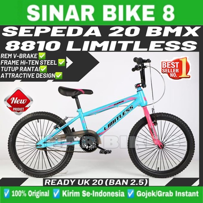 Jual Sepeda Anak Laki Ukuran 20 Inch BMX LIMITLES 8810 Ban 2.50 Usia 8 ...