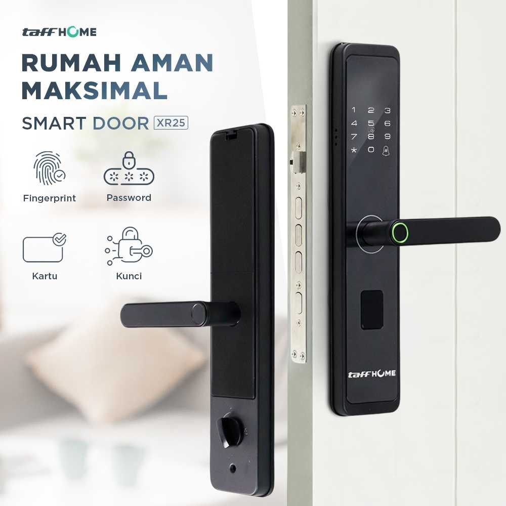 Jual TaffHOME XR25 Smart Door Lock Password Fingerprint RFID Card Alarm Gagang Kunci Pintu Rumah ...