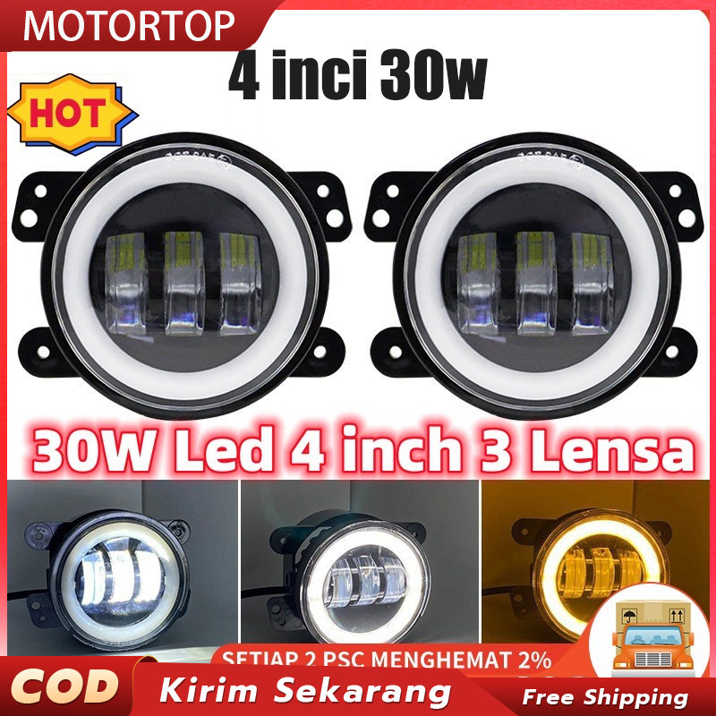 Jual 2pcs lampu foglamp 4 inch 30 watt Lampu LED Foglamp Fog lamp Angel ...