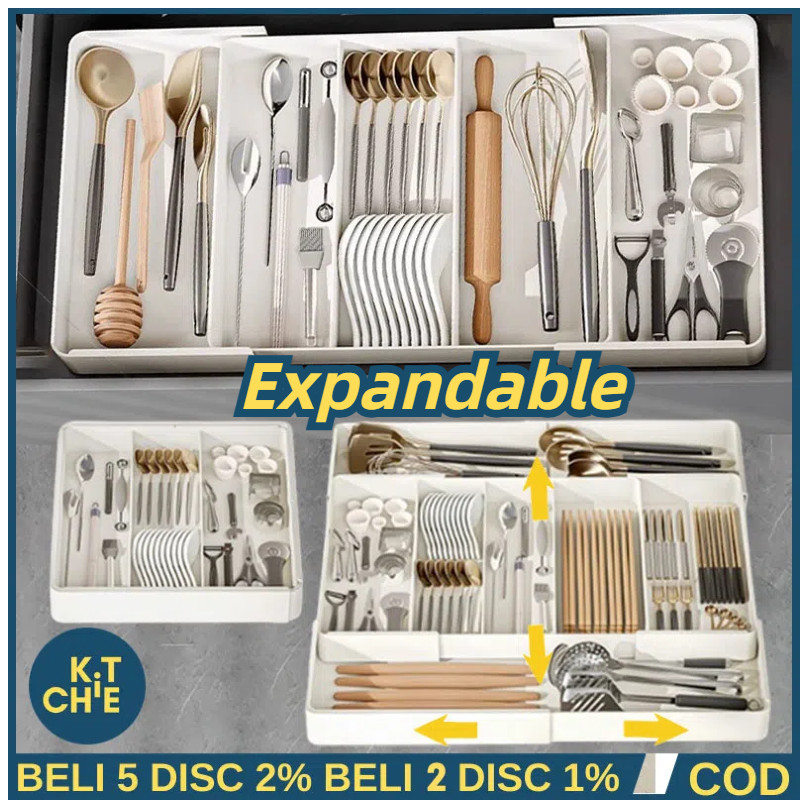 Jual KC Sendok Garpu Cultery Storage Box Extendable Drawer Organizer ...