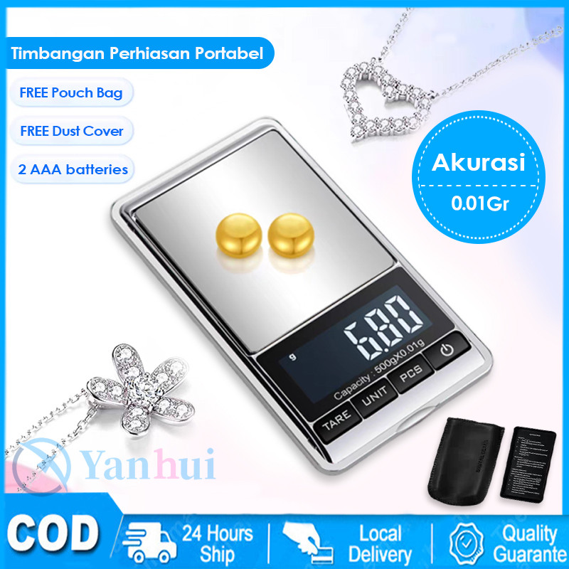 Jual Timbangan emas 0.01 gram Max 500g Digital Emas Akurasi 0.01g Timbangan Saku Pocket Berlian ...