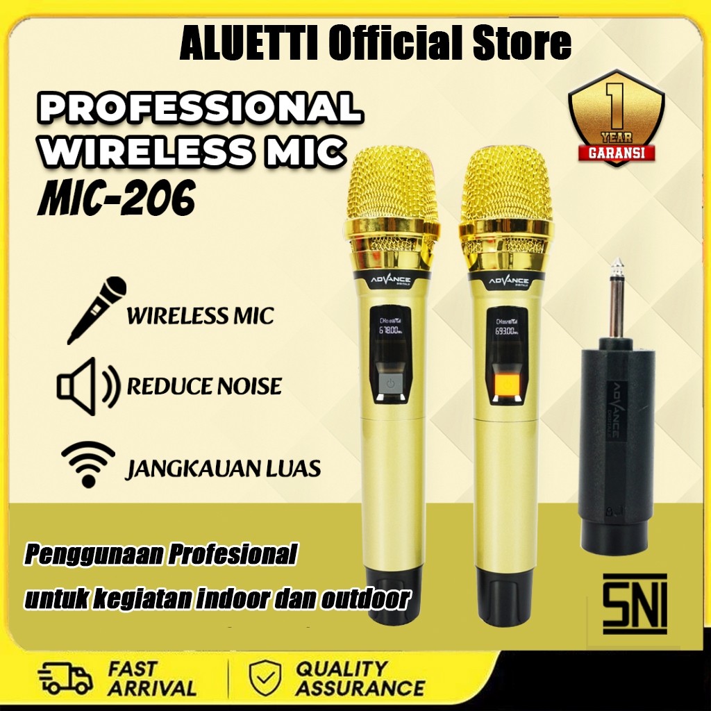 Jual Professional ALUETTI Double Digital Wireless Mic Microphone/Mikrofon Bluetooth Profesional ...