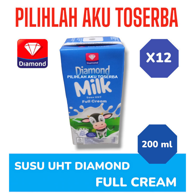 Jual Susu DIAMOND UHT Full Cream ukuran 200 ml - ( HARGA 12 pcs ...