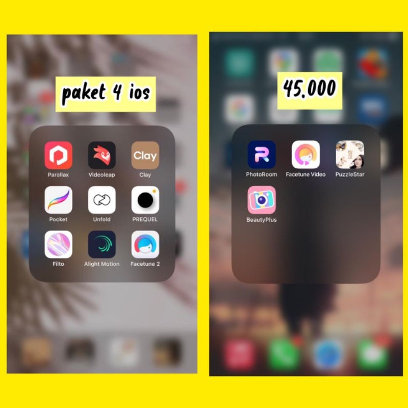 Jual Aplikasi ios 4 ( videoleap , unfold , parallax , clay , procreate , filto , Puzzle Star ...