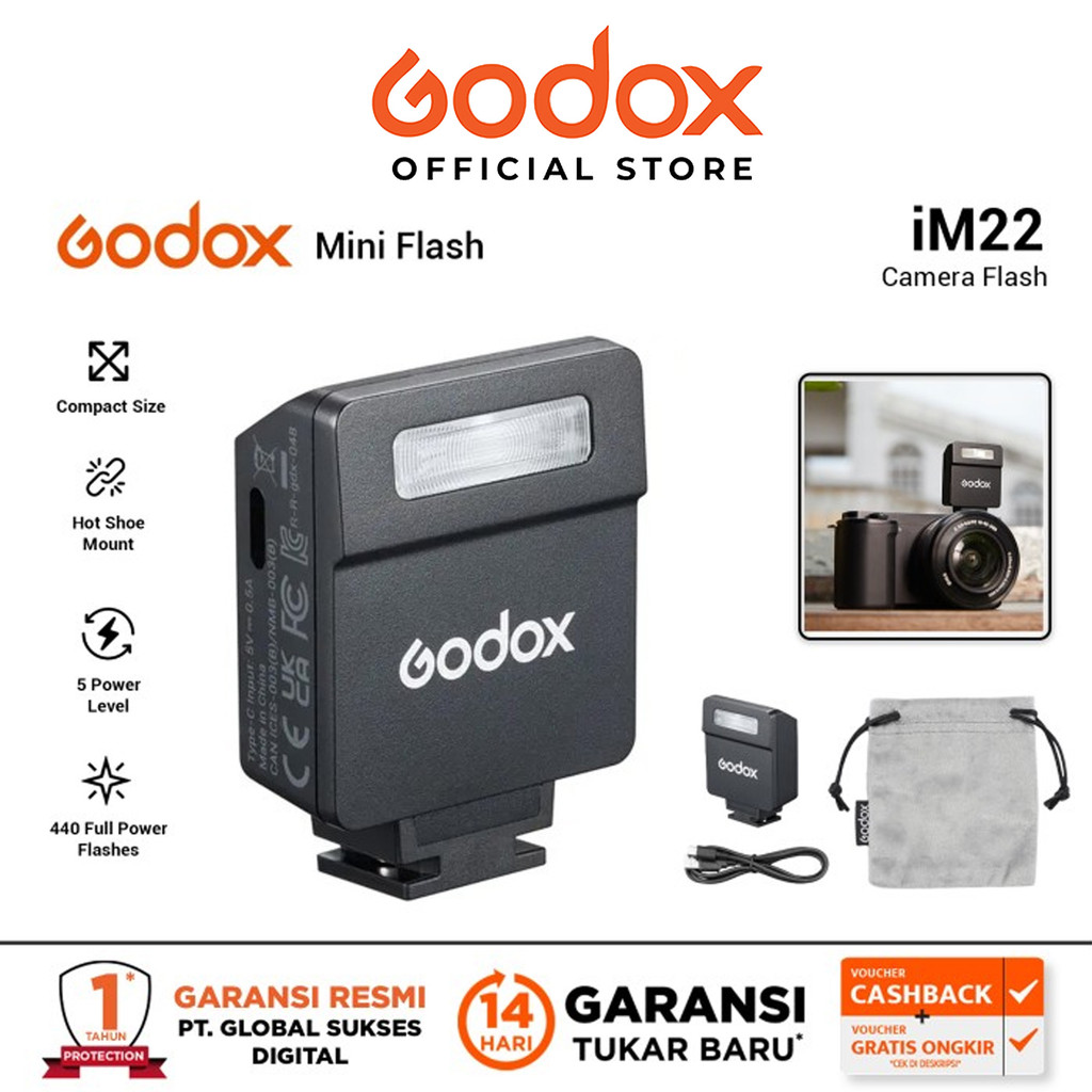 Jual Godox iM22 Mini Camera Flash iM 22 Mini Flash | Shopee Indonesia