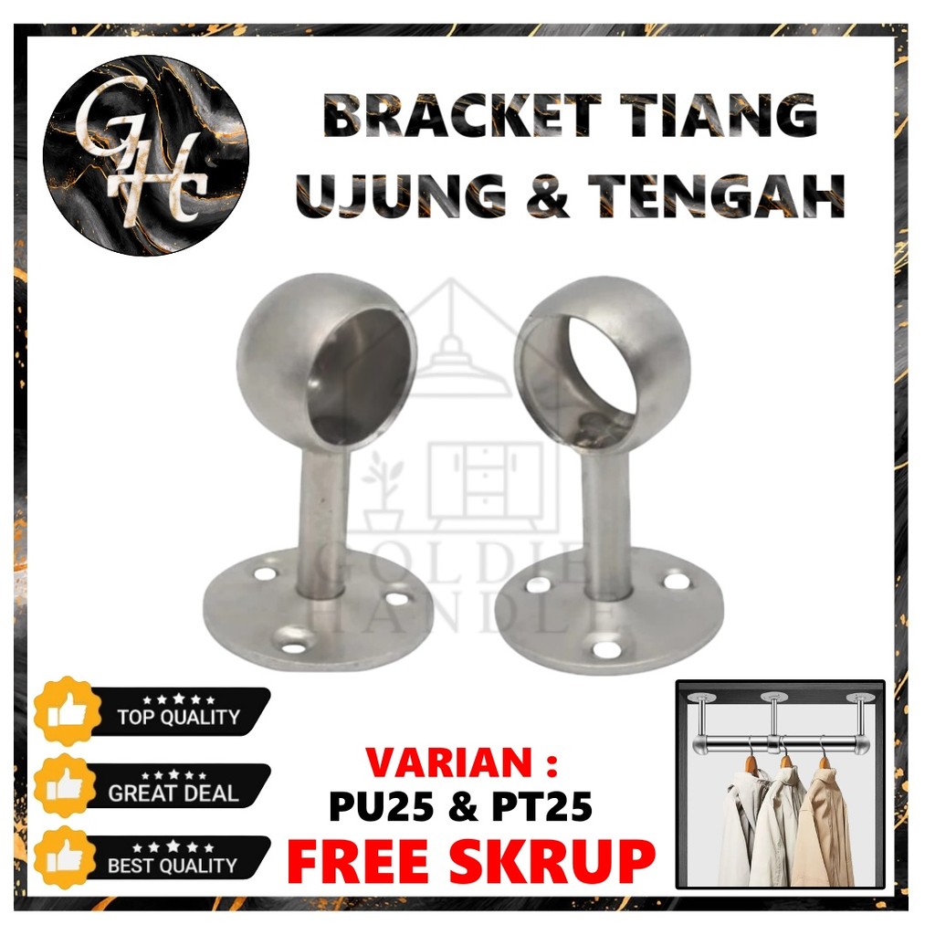 Jual Braket Tiang Pipa Bulat Aluminium Tembus Buntu PU PT Bracket ...