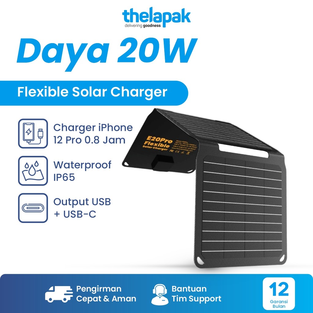 Jual Solar Panel Portable FLEXSOLAR E20 PRO 20W Flexible Solar Charger ...