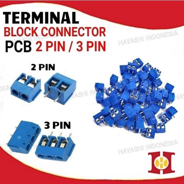Jual Terminal Blok Block 2 3 Pin Skrup Screw PCB Pitch 5mm Kabel ...