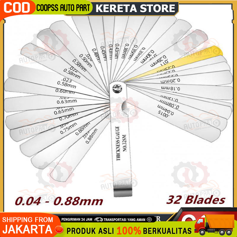 Jual 32 Blades Combination Feeler Gauge Metric Imperial Gapped Filler Measure/Alat Ukur Celah ...