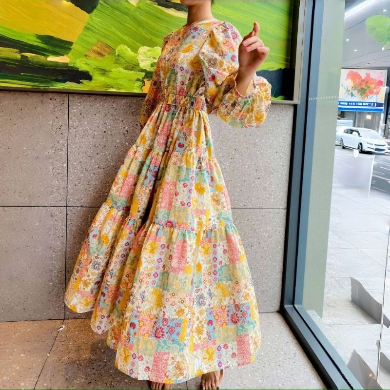 Jual Dress Korea Style Motif Bunga Dress Floral Korea Fashion M682 ...