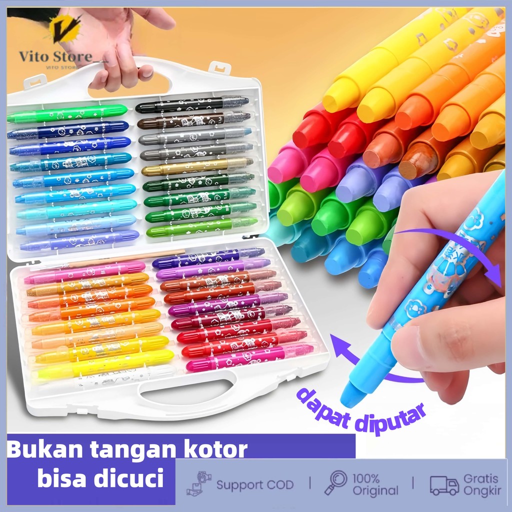 Jual Grasp Crayon Set 48 Warna Mata Sedang Silky Crayon Water Soluble Crayons Krayon Licin Grasp ...