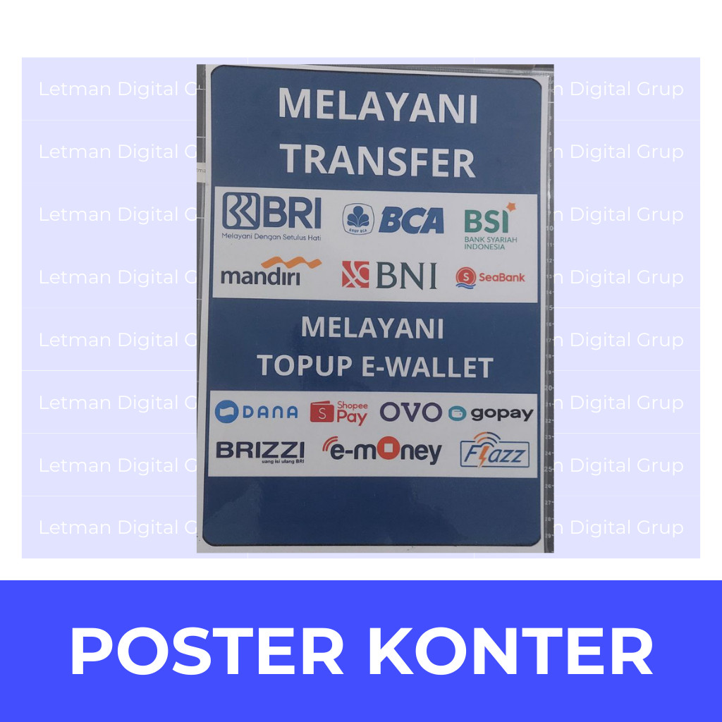 Jual Poster Konter Melayani Transfer dan Top-Up E-Wallet | Dekorasi ...