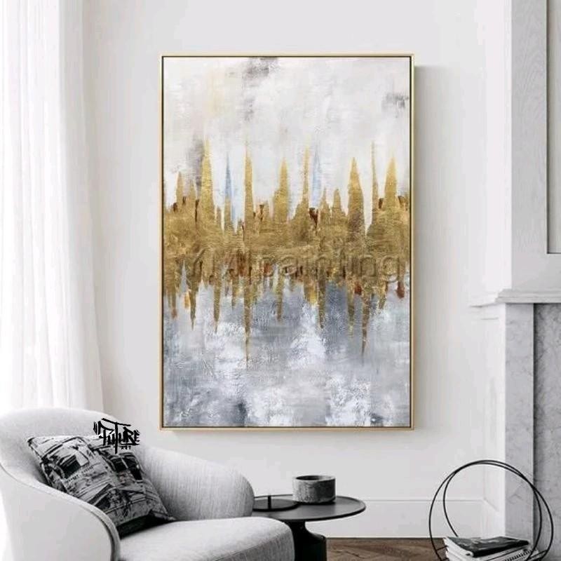 Jual lukisan dinding ruang tamu 60 x 90 plus frame dan bingkai abstrak ...