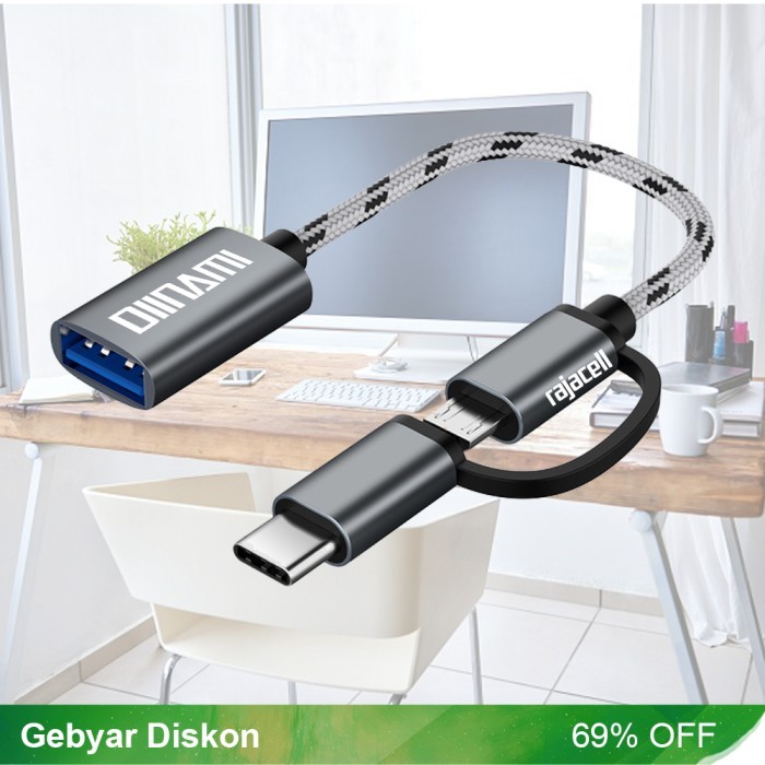 Jual Kabel USB OTG 2in1 Micro USB + USB Type C High Quality OTG USB 3.0 ...