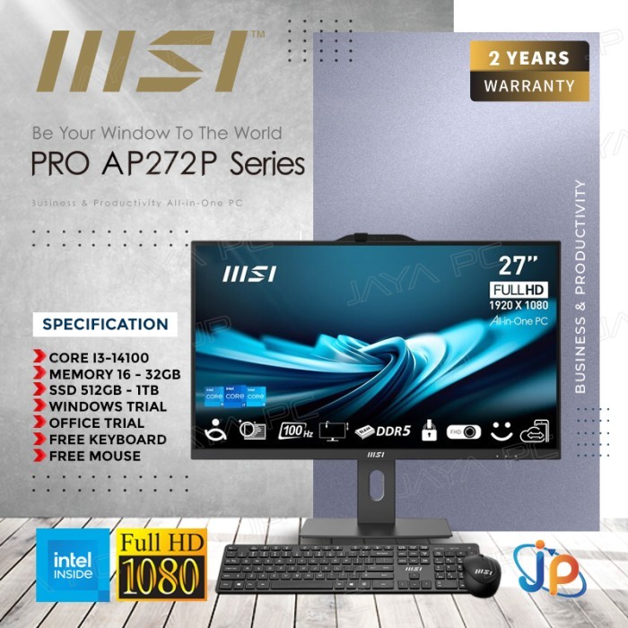 Jual MSI AIO ALL IN ONE PC PRO AP272P 14M - Intel Core i3 14100 Full HD ...