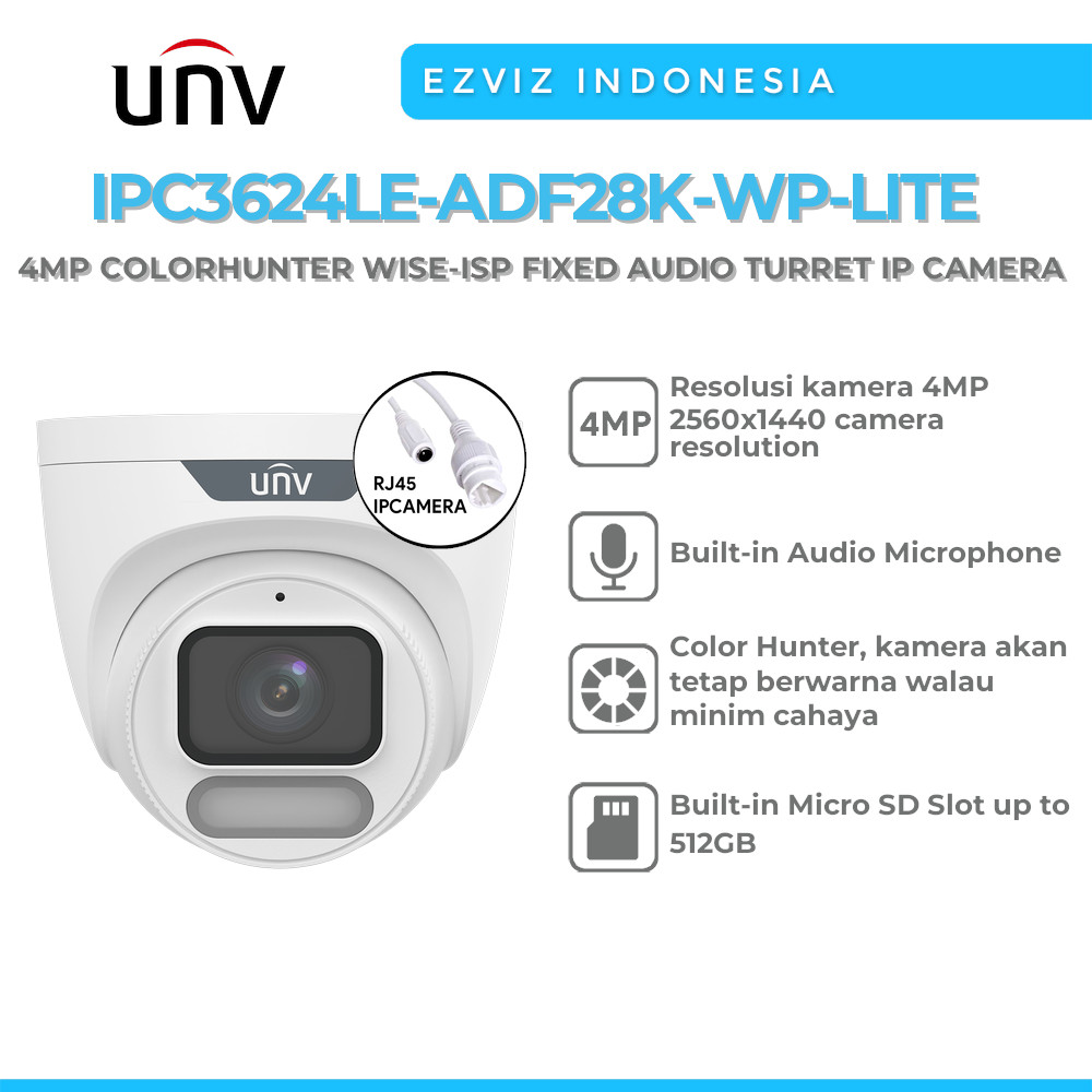 Jual UNV IPC3624LE-ADF28K-WP-LITE 4MP COLORHUNTER WISE-ISP FIXED AUDIO TURRET IP CAMERA | Shopee ...
