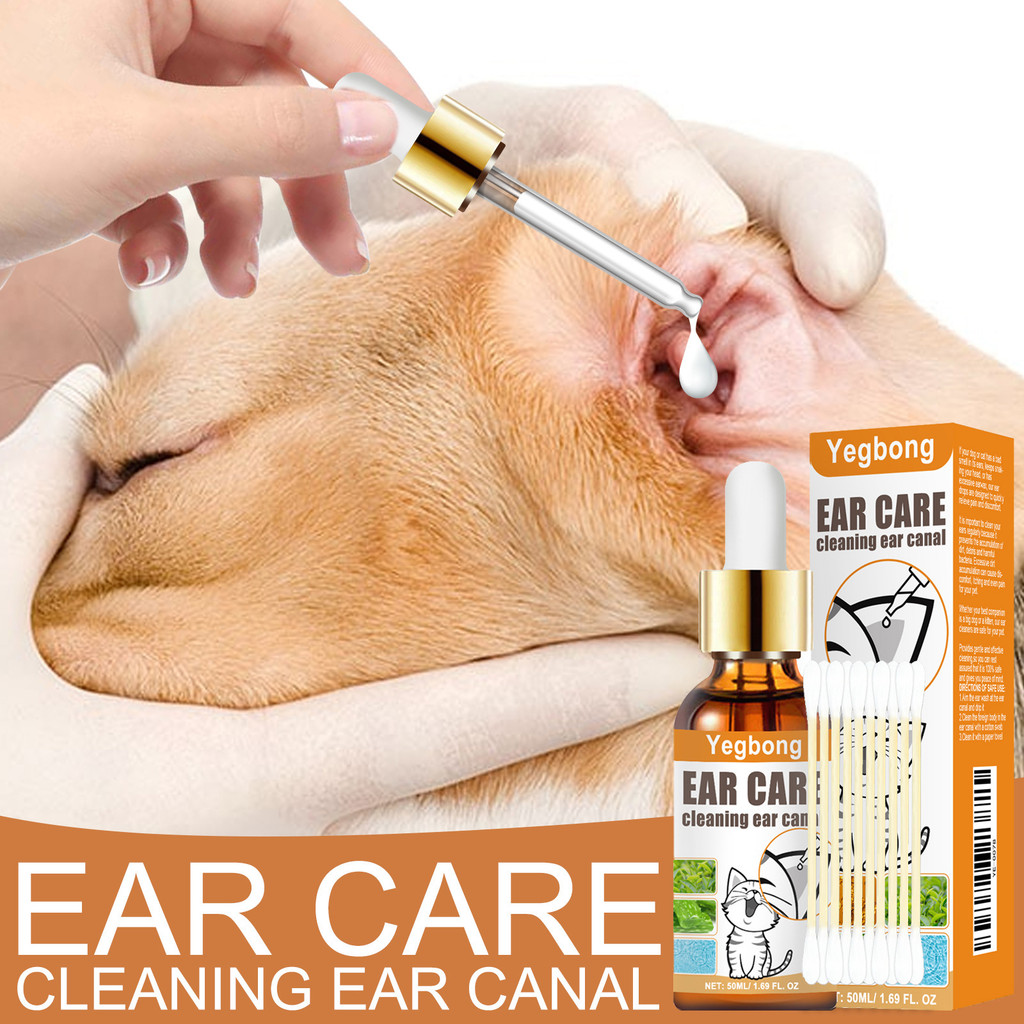 Jual Pet Ear Cleaner with Cotton Swab, Cat and Dog Ear Mite Removal ...