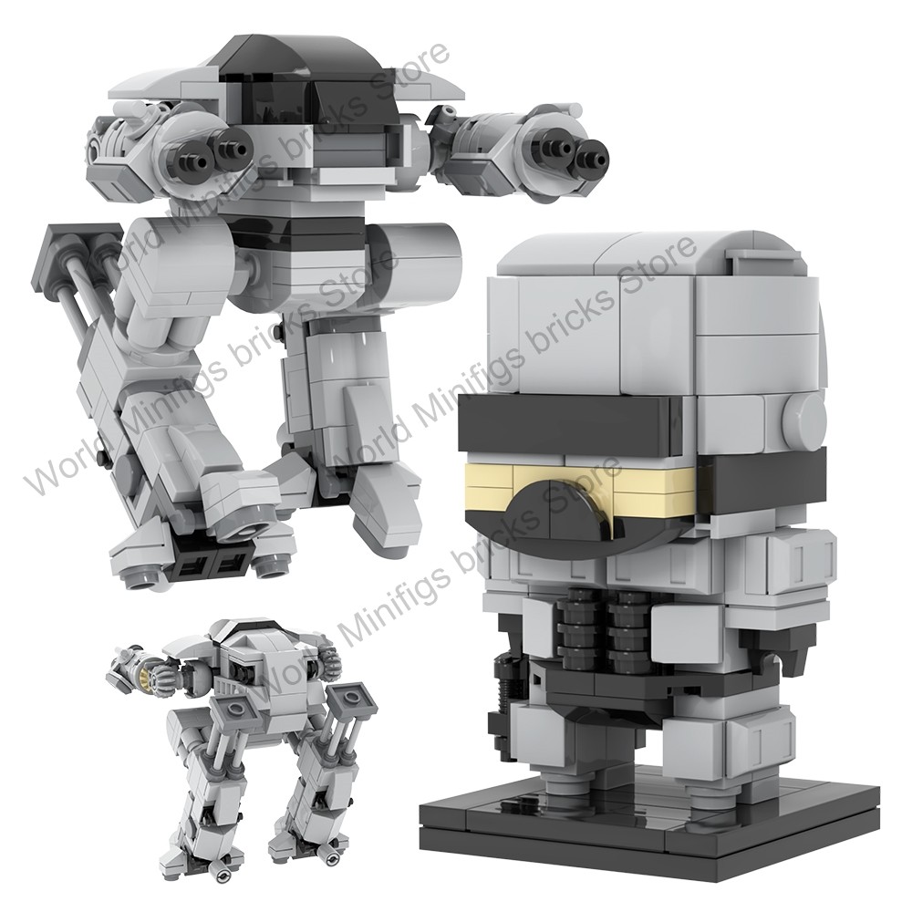 Jual MOC Robot Police Brick Sci-Fi Movie Figure ED 209 Weapon Gun ...