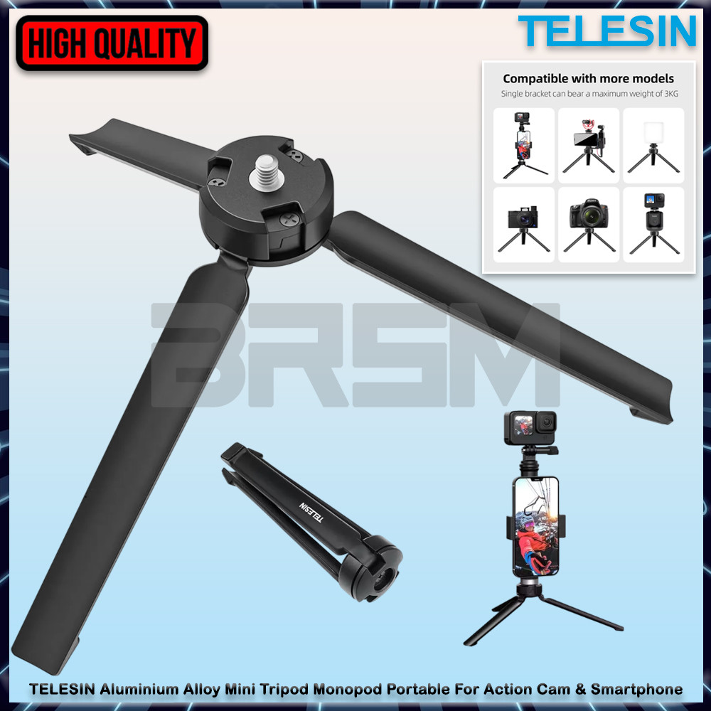 Jual TELESIN Aluminium Alloy Mini Tripod Monopod Portable For Action Cam HP Smartphone Brica B ...