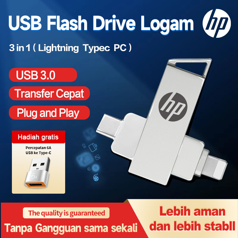 Jual 2TB Flash Drive For iPhone Typec HP 3IN1 OTG IOS Flashdisk High ...