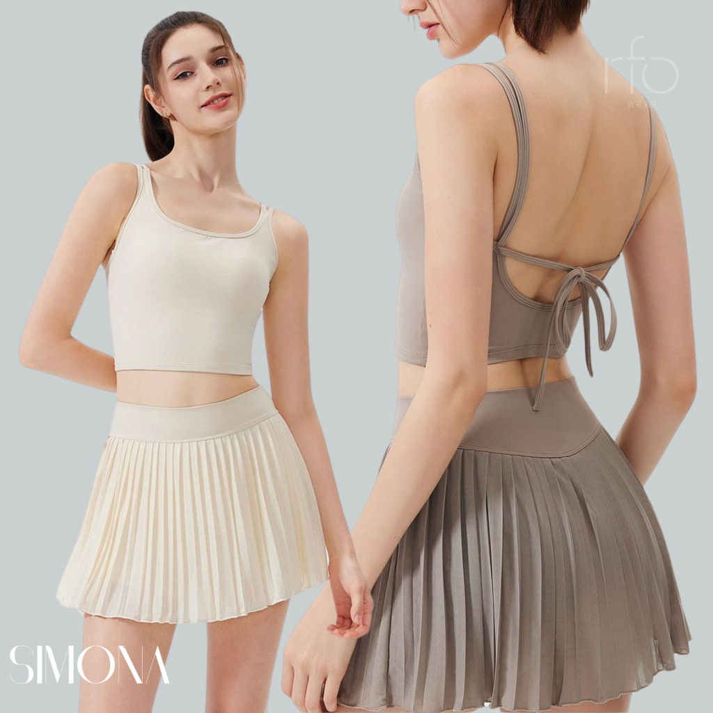 Jual Simona Sports Bra Tank & Pleated Skort with Inner Shorts | Shopee ...