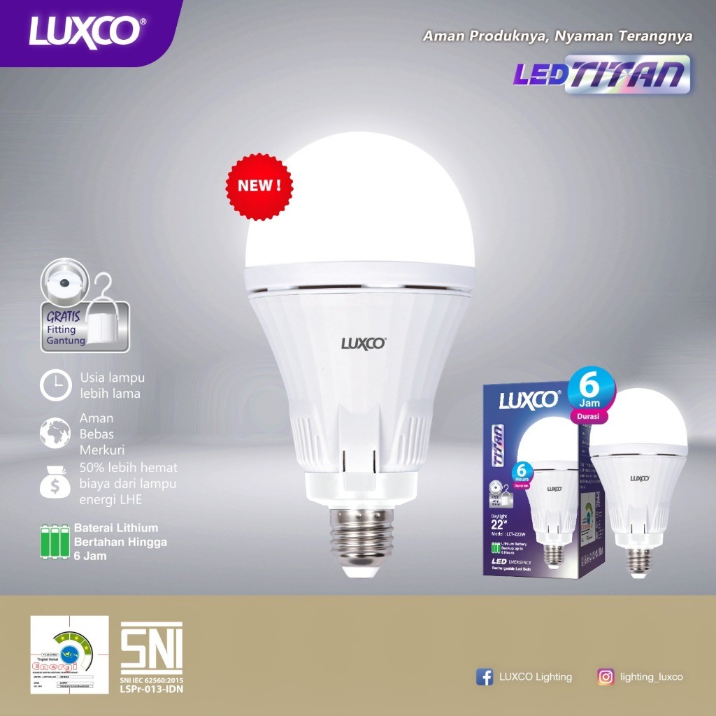 Jual LUXCO Lampu LED Emergency Titan 22 Watt - Cahaya Putih | Shopee Indonesia